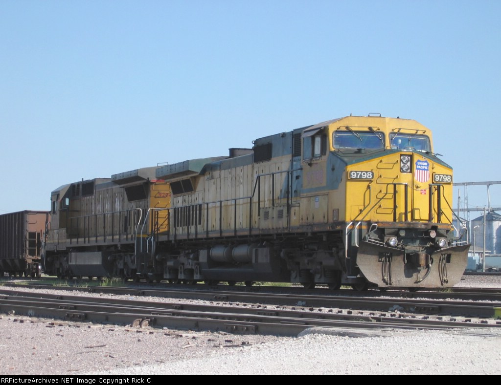 Ex-CNW UP 9798 is Parked in the Yard with a Rail Train